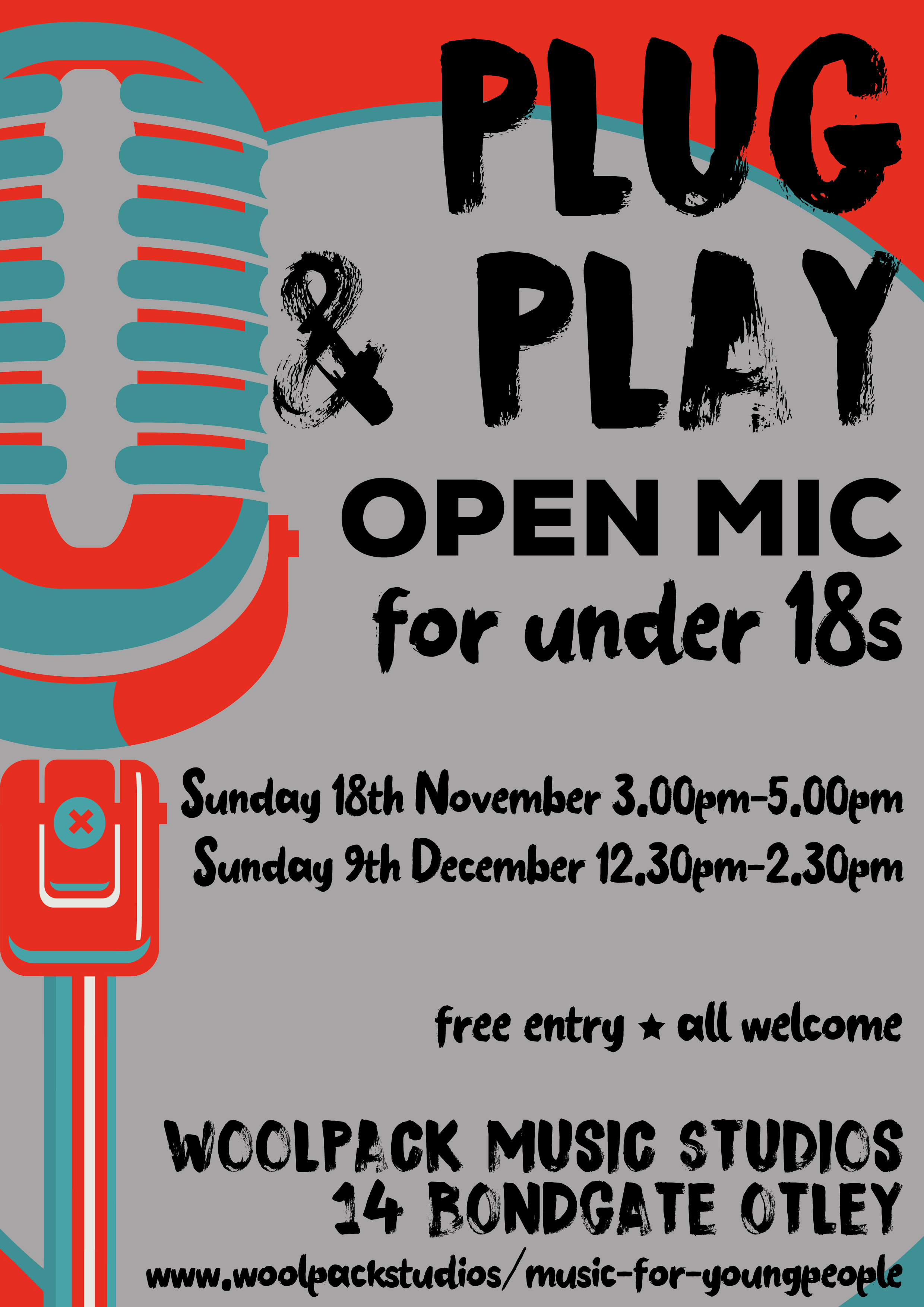 plug and play open mic poster – The Woolpack Music & Arts Studios