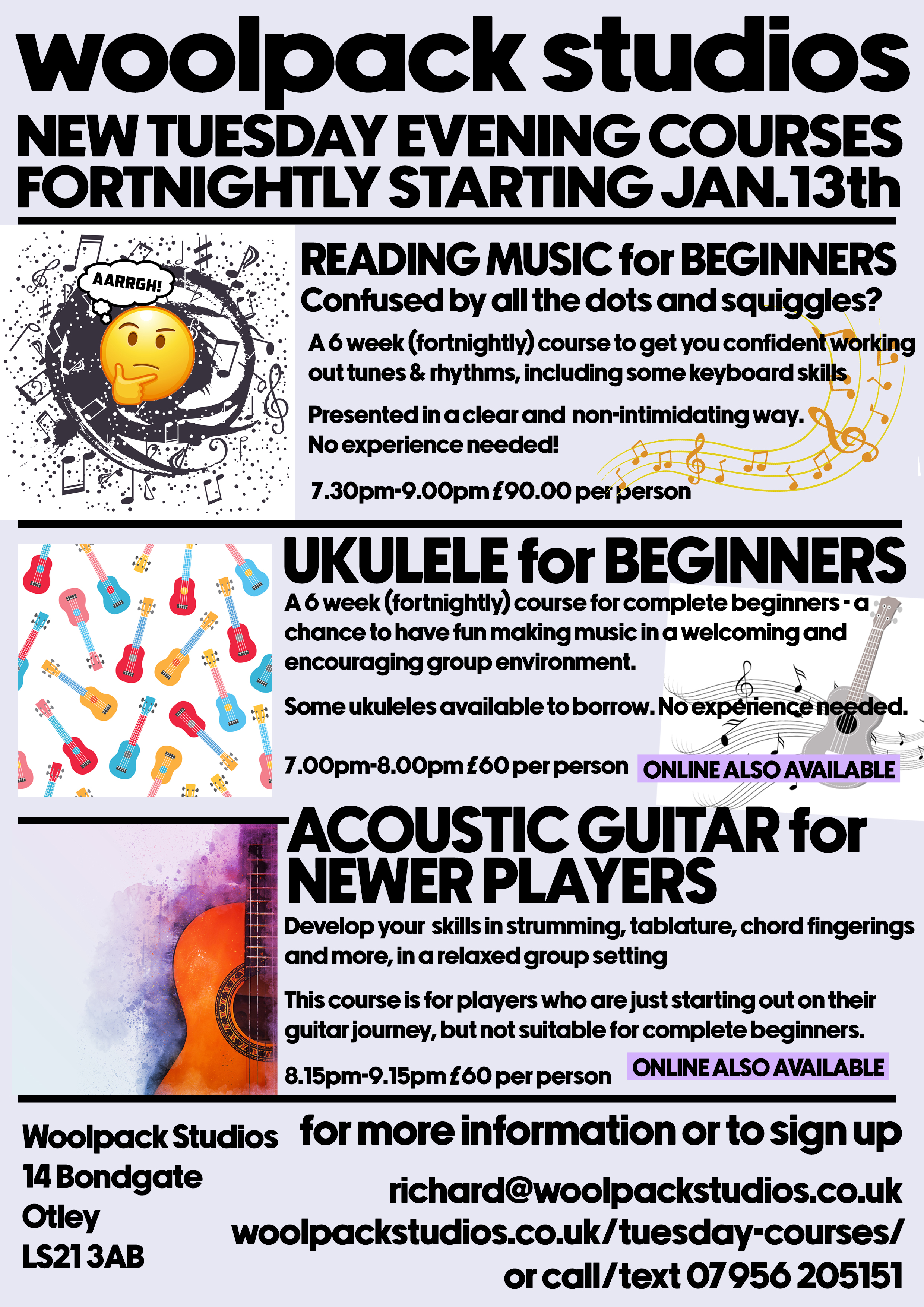 TUESDAY COURSES – The Woolpack Music & Arts Studios